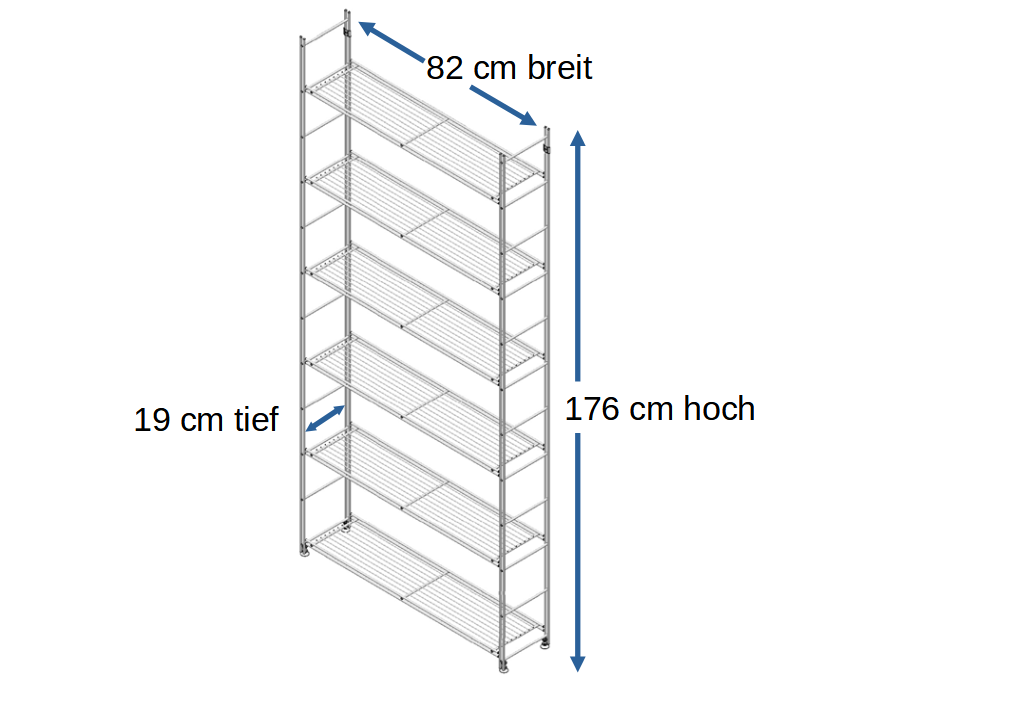 MICRO Regal mit 6 Gitterböden 19 cm tief - BALTON Shop