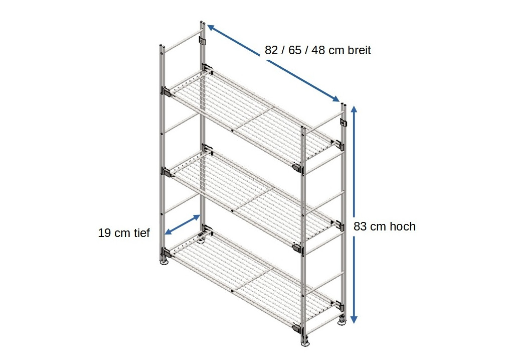 MICRO Regal mit 3 Gitterböden 19 cm tief - BALTON Shop