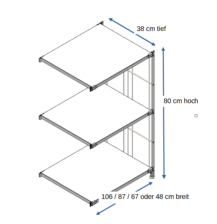 Regal mit 3 Holzböden 38 cm tief 80 cm hoch - BALTON Shop