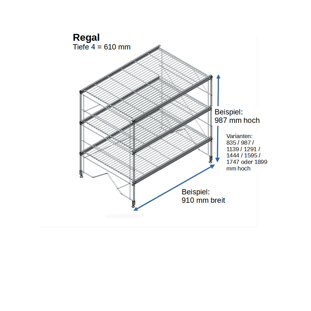 Etagair Regal 910 mm breit - BALTON Shop