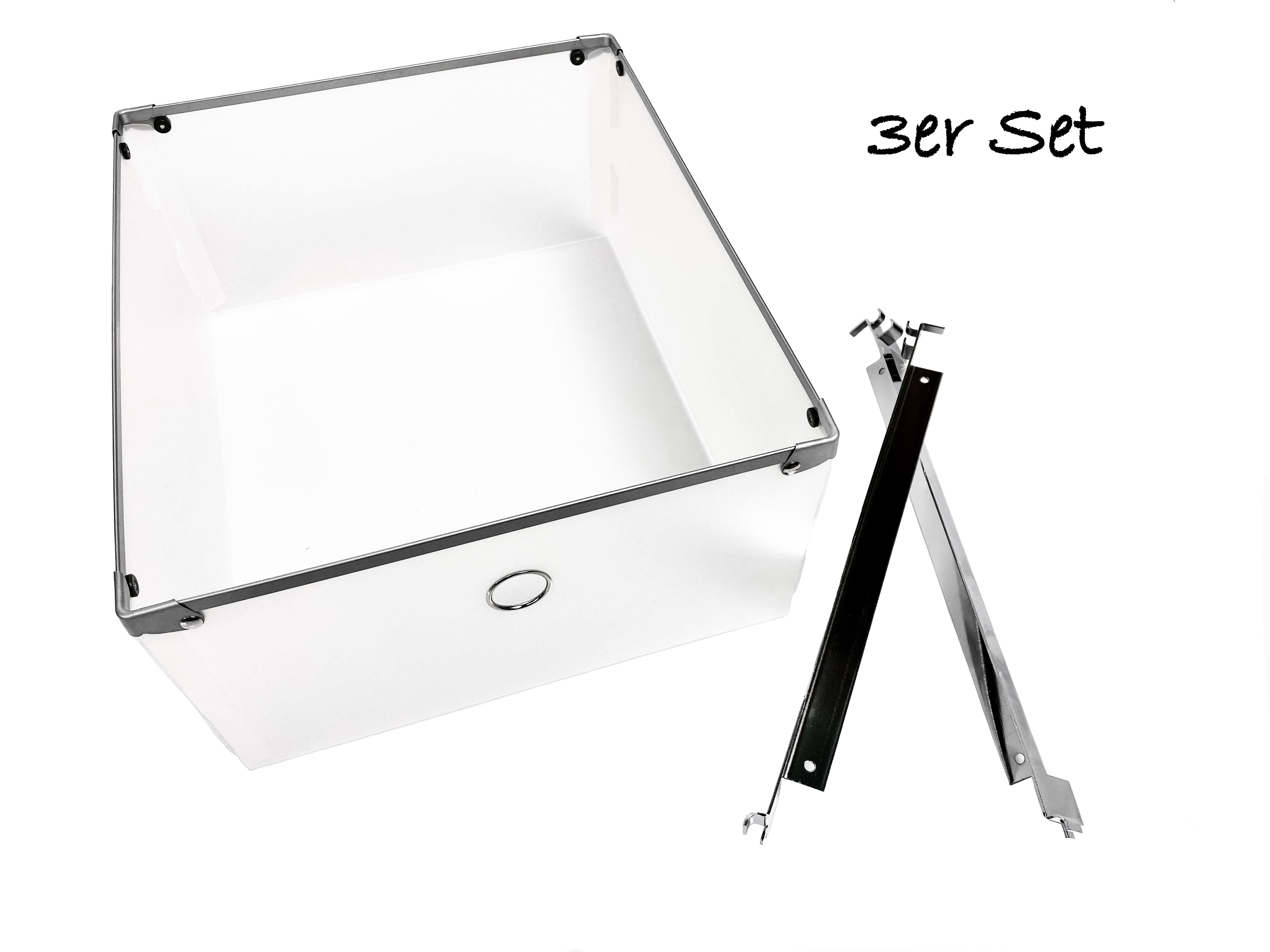 3er Set Utensilien-Box im Retro-Stil mit Schienen zum Einbau in BASIC ...