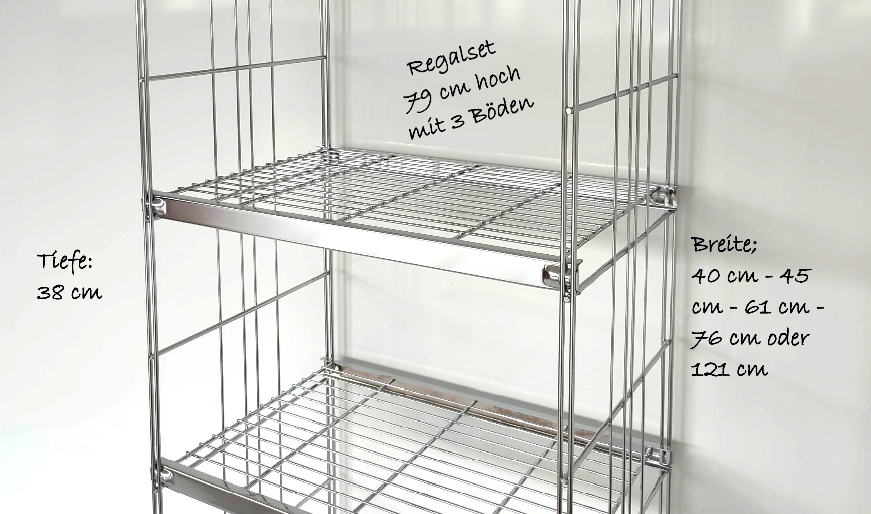 BelEtage Regalset Metall mit 3 Gitterböden 79 cm hoch 38 cm tief ...
