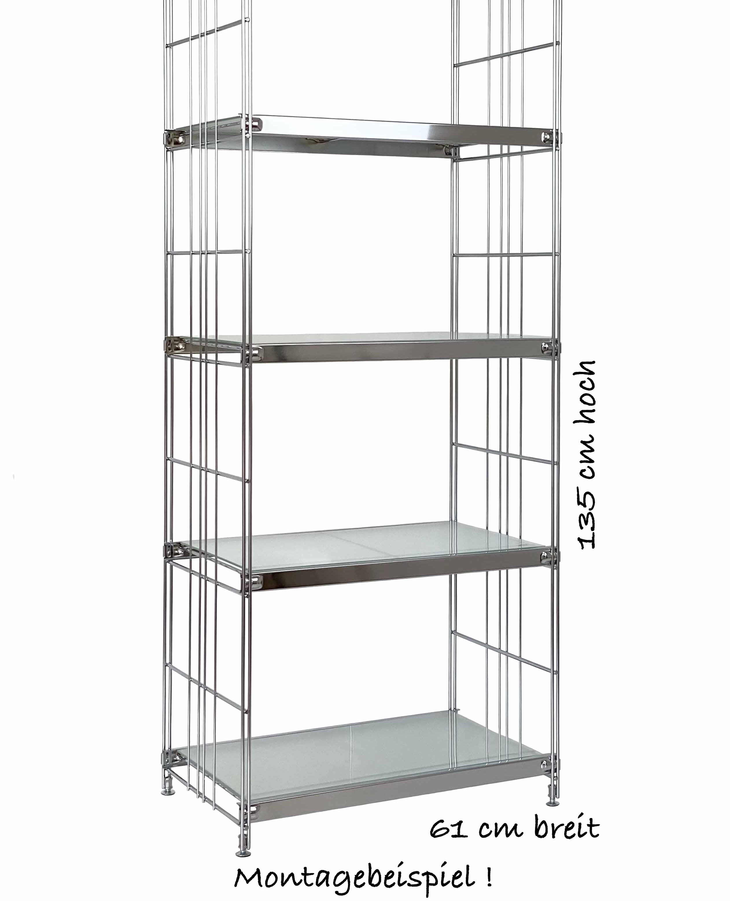 BelEtage Regalset mit 4 Milchglas-Böden - 135x38 cm (Höhe x Tiefe) - in ...