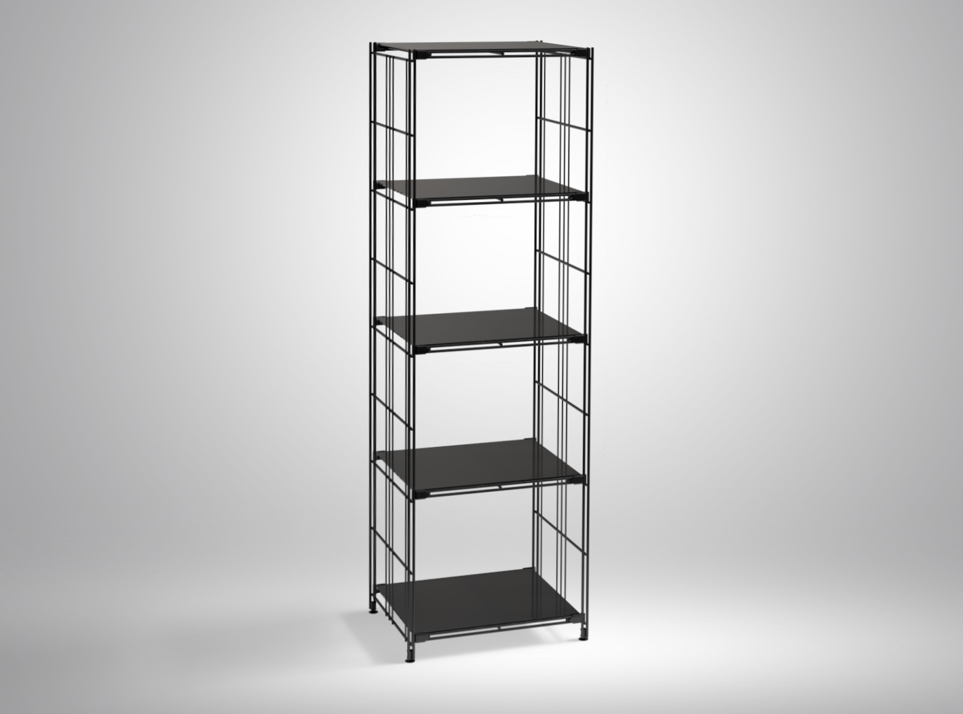 Edles Metall-Regal mit Schwarzglas-Auflagen 154 cm hoch in ...