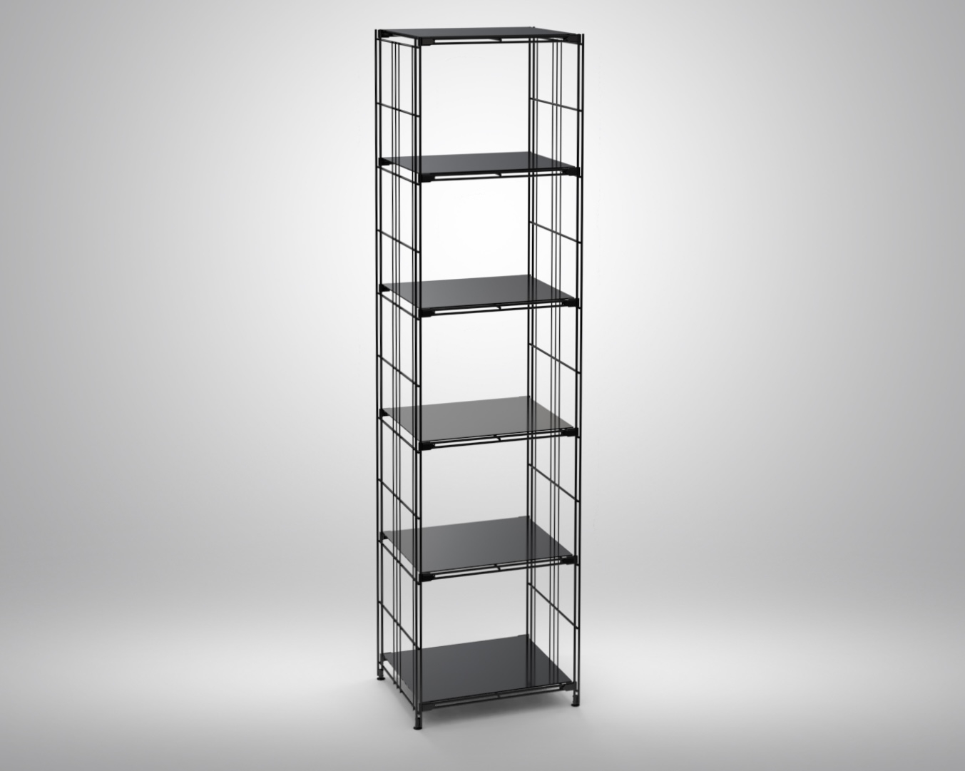 Edles Metall-Regal mit Schwarzglas-Auflagen 190 cm hoch in ...